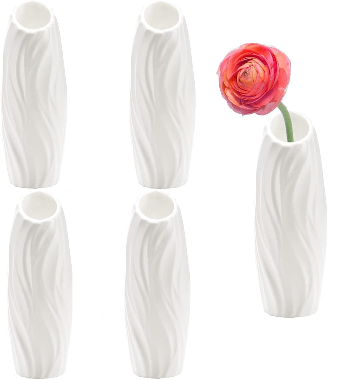 5Pack Plastic Flower Vase,Happon 8" Plastic Vases for Centerpieces ...