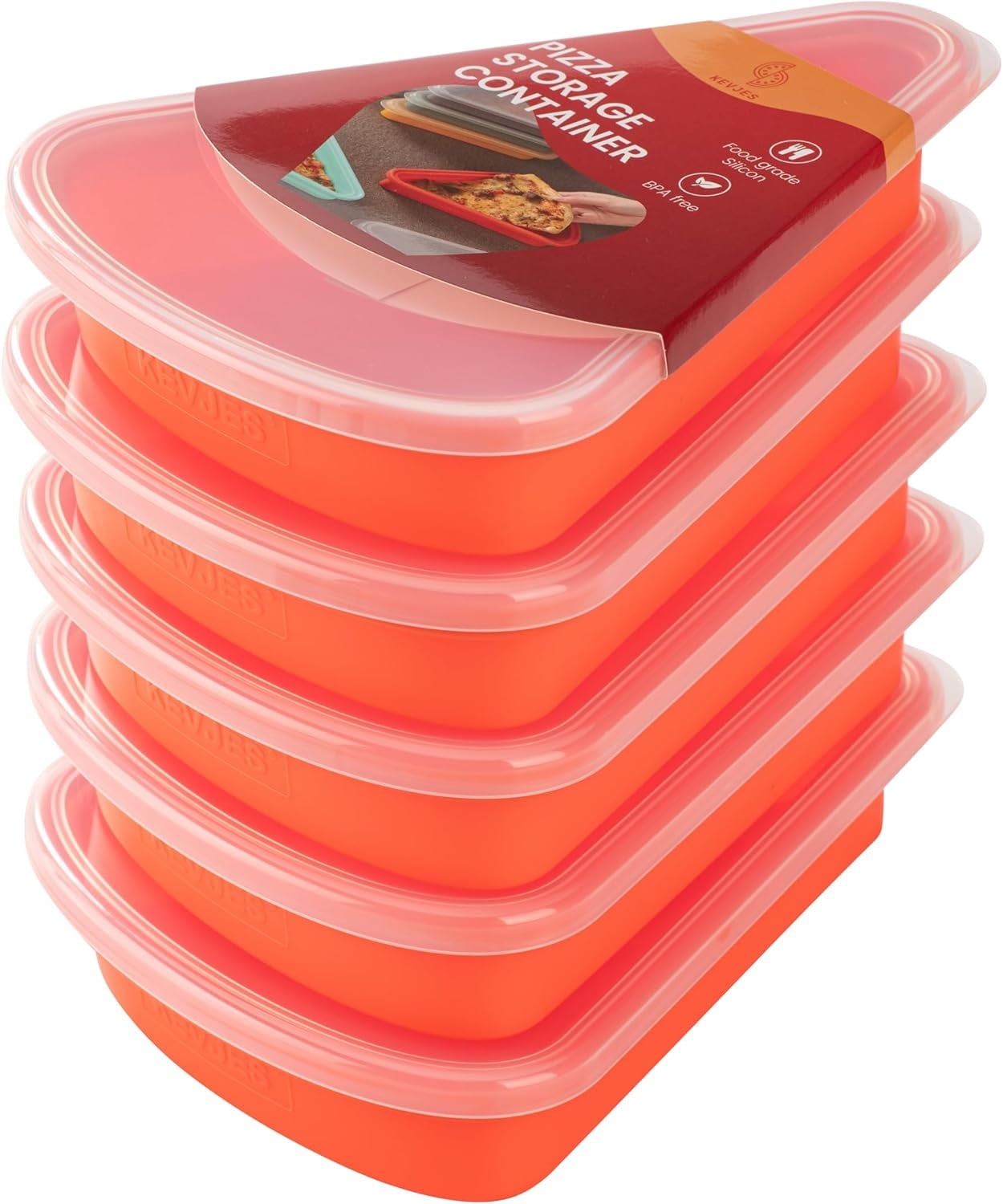5Pack Reusable Silicone Leftover Pizza Slice Storage Container Box with ...