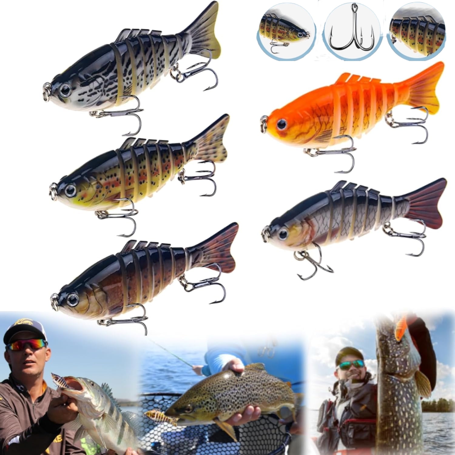 5Pack Robotic Fishing Lure, Lifelike 3D Swimming Bait for Freshwater ...