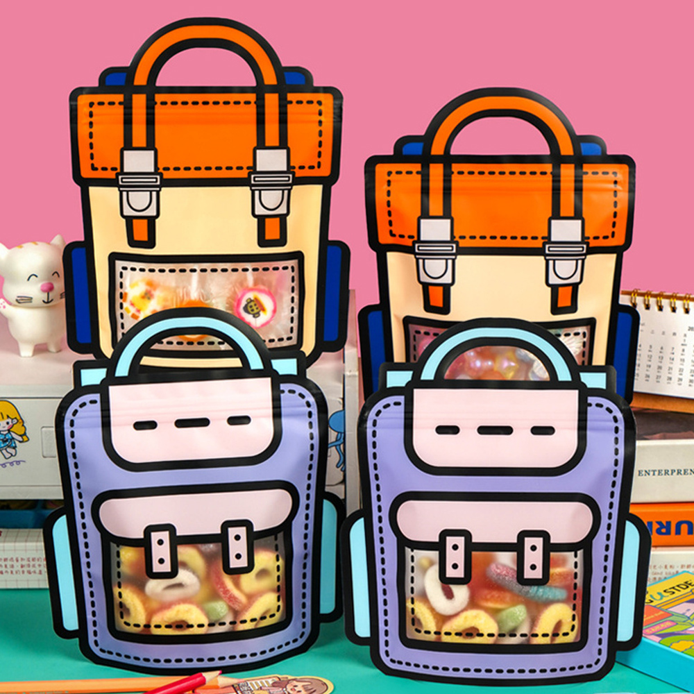 5Pack Schoolbag Shape Cookies Candy Plastic Zipper Bags Gift Snacks ...