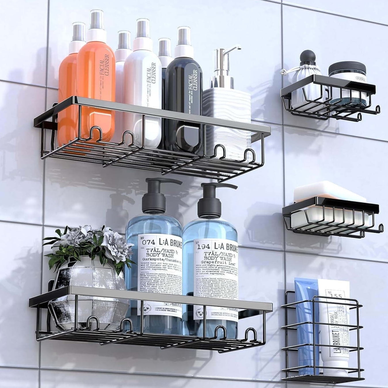 5Pack Wall Shower Caddy Organizer, Stainless Steel Bathroom Shelves ...