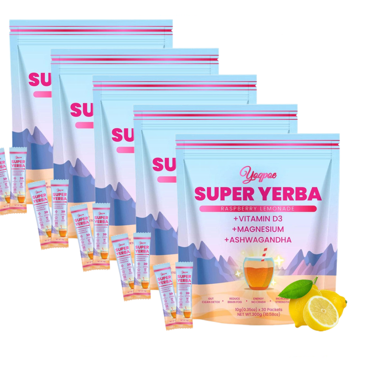 5Pack Super Yerba Mate Instant Tea Powder,3-in-1 Super Drink Mix ...