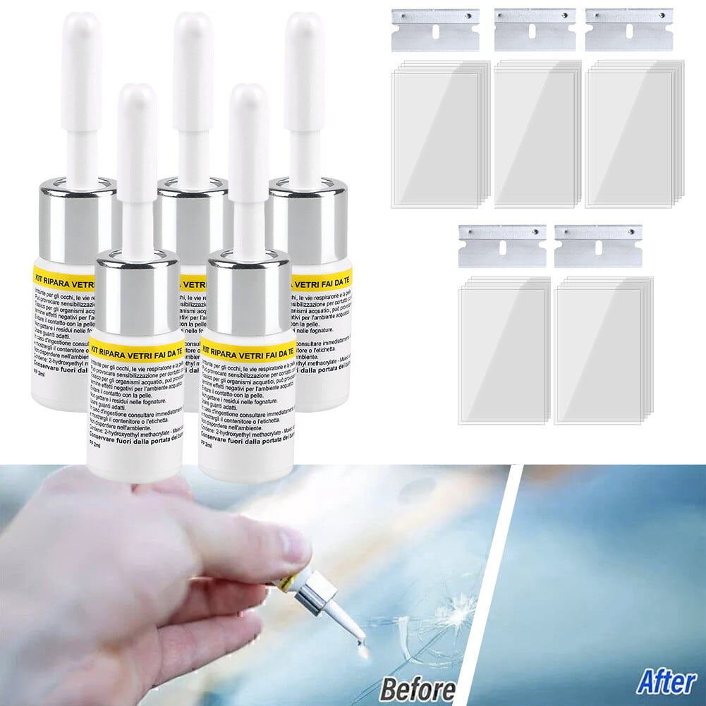 5Pack White Automotive Glass Repair Car Windshield Resin Crack Tool Kit ...