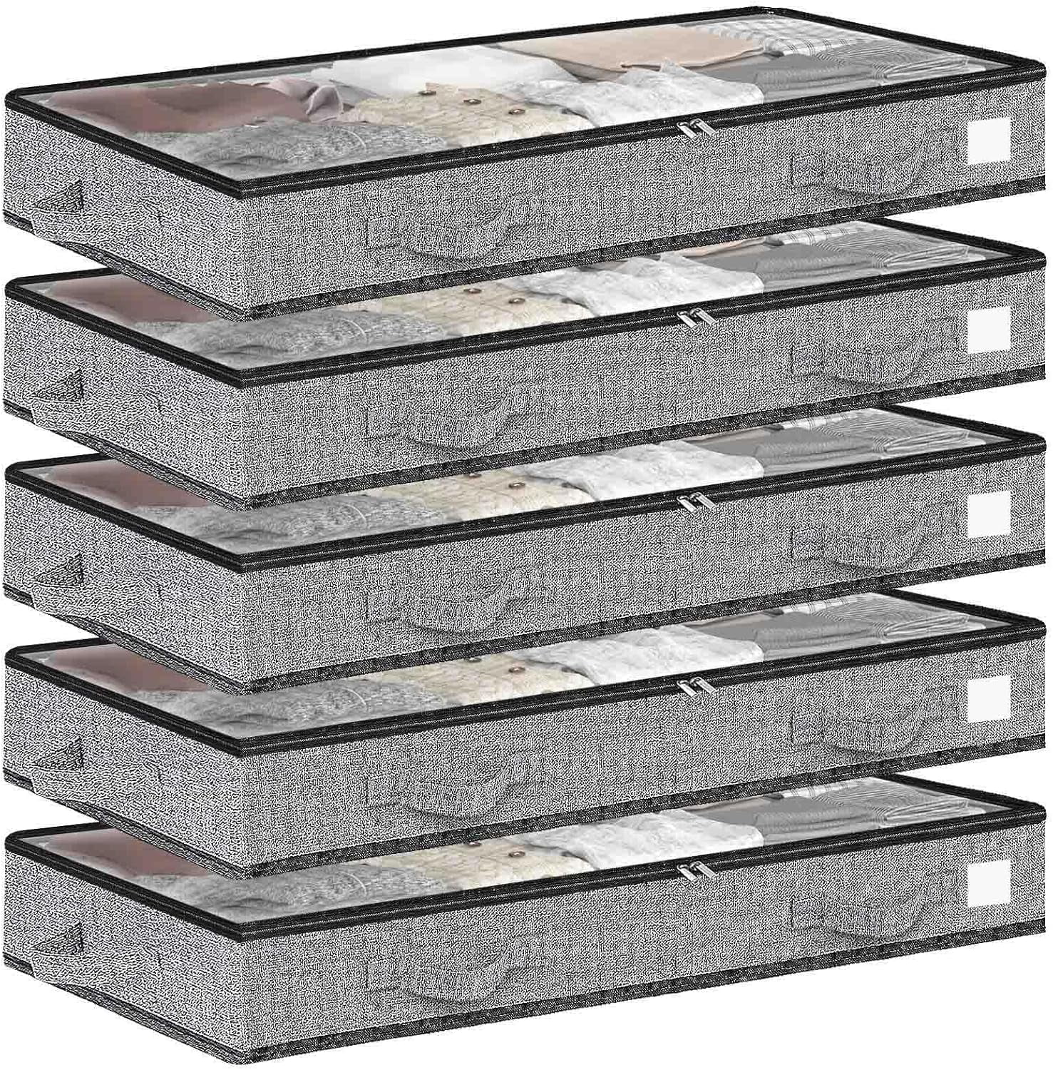 5Pack under bed storage Transparent plastic visual window containers ...