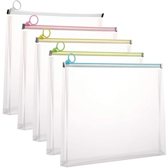 5Packs 9 3/4 x 13 Clear Plastic Zip Envelopes Letter File Document ...
