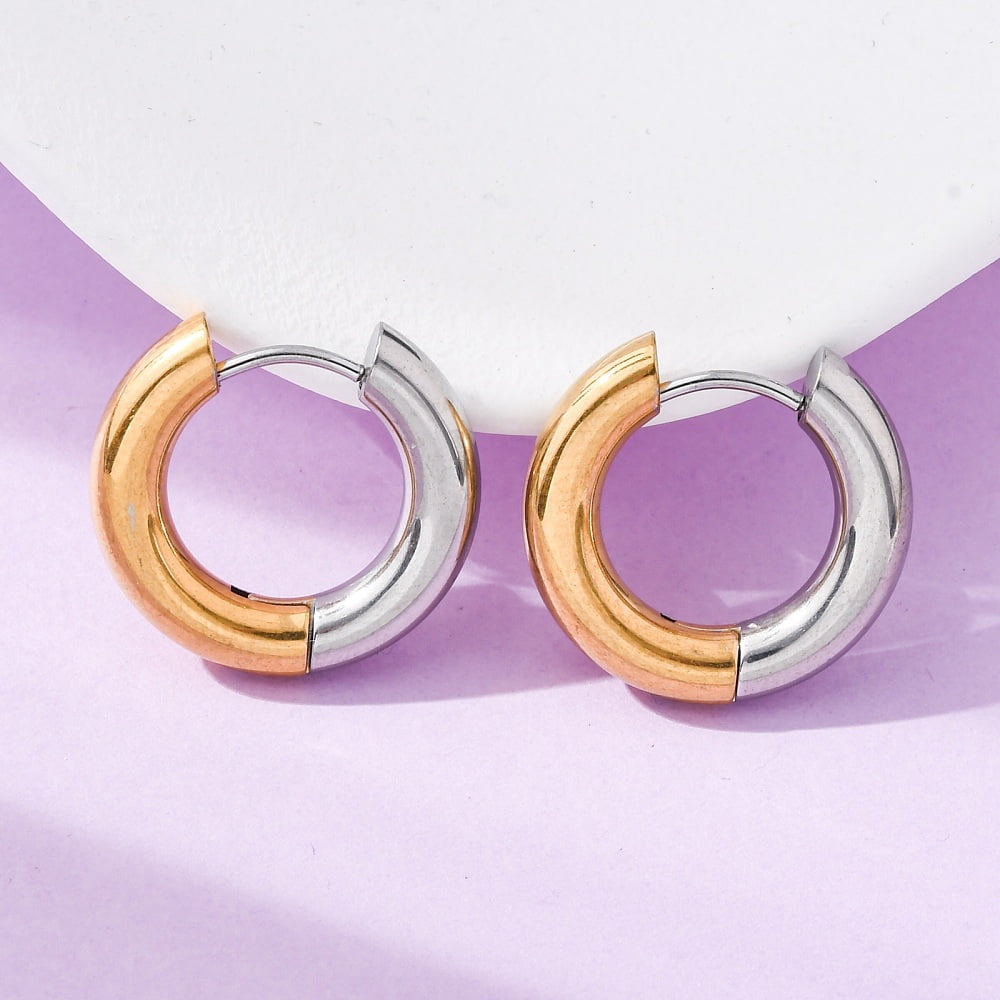 5Pair Two Tone 304 Stainless Steel Hinged Hoop Earrings for Women ...