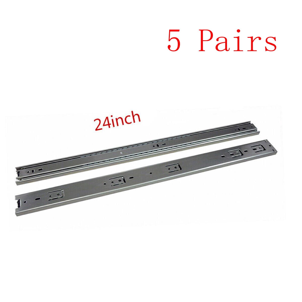5Pairs 24" Telescopic Ball Bearing Drawer Slides Full Extension Side ...