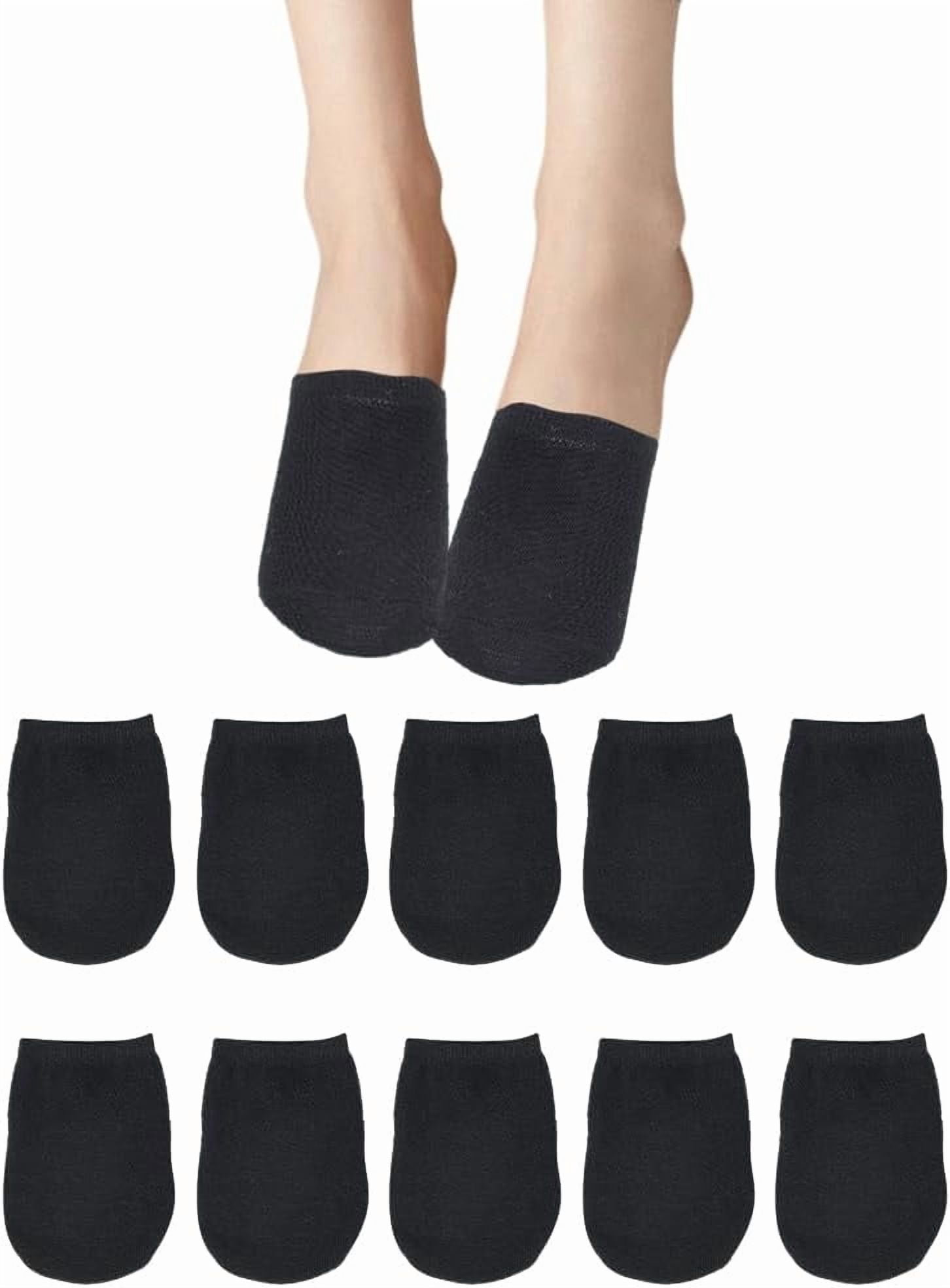 5Pairs 5 Pair Half Socks 115x85x1.5mm Black Polycotton Toe Topper Non ...