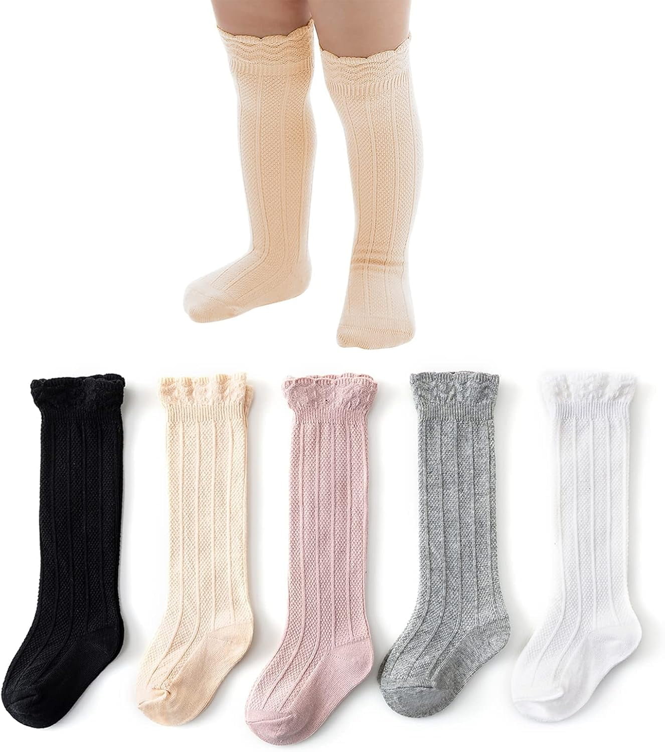 5Pairs Baby Knee High Socks Girls Tube Long Socks Boys Newborn Infants ...