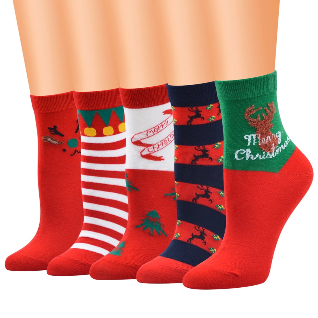 5Pairs Men’s Women’s Christmas Socks Dress socks Colorful Holiday ...
