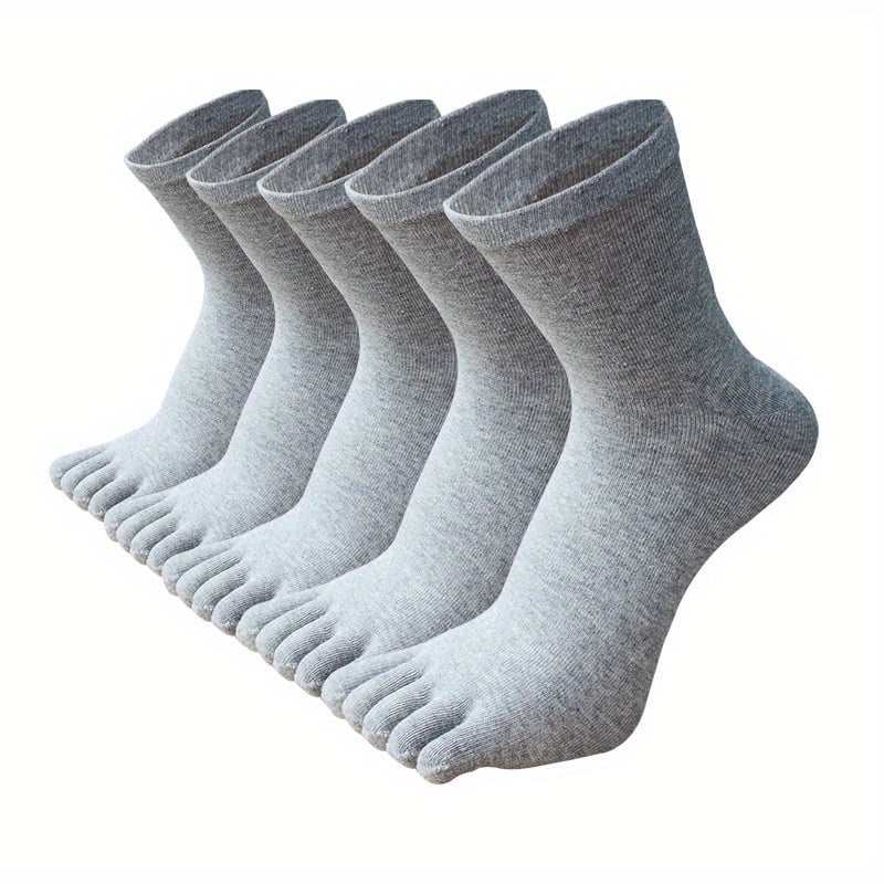 5Pairs Mens Five-Toe Socks - Ultra-Soft Cotton Blend, Breathable & Odor ...