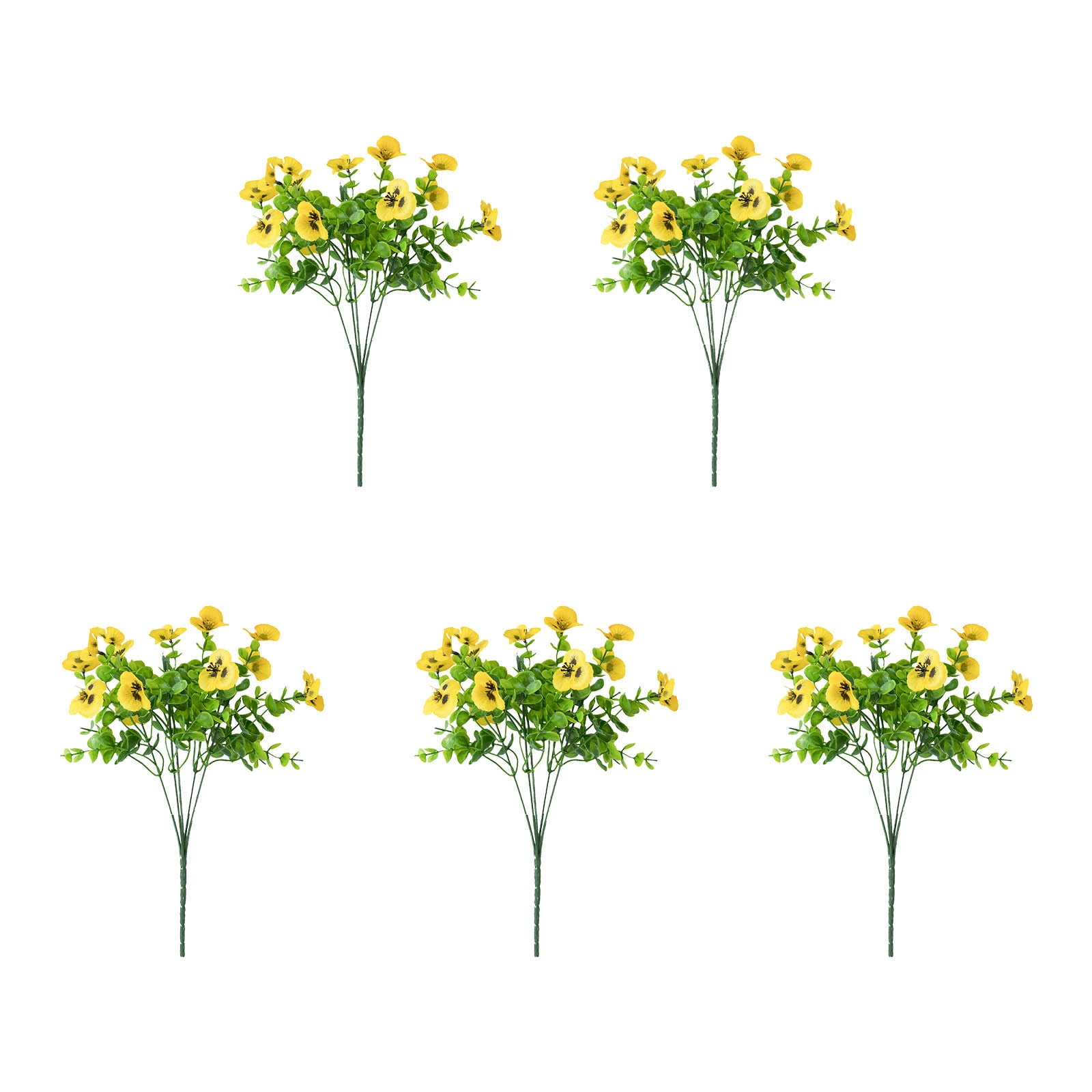 5Pc Assorted Artificial Flowers with Eucalyptus Leaves & Pansies ...