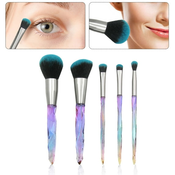 5Pc Crystal Diamond Makeup Brush Set Soft Synthetic Bristles Vegan ...
