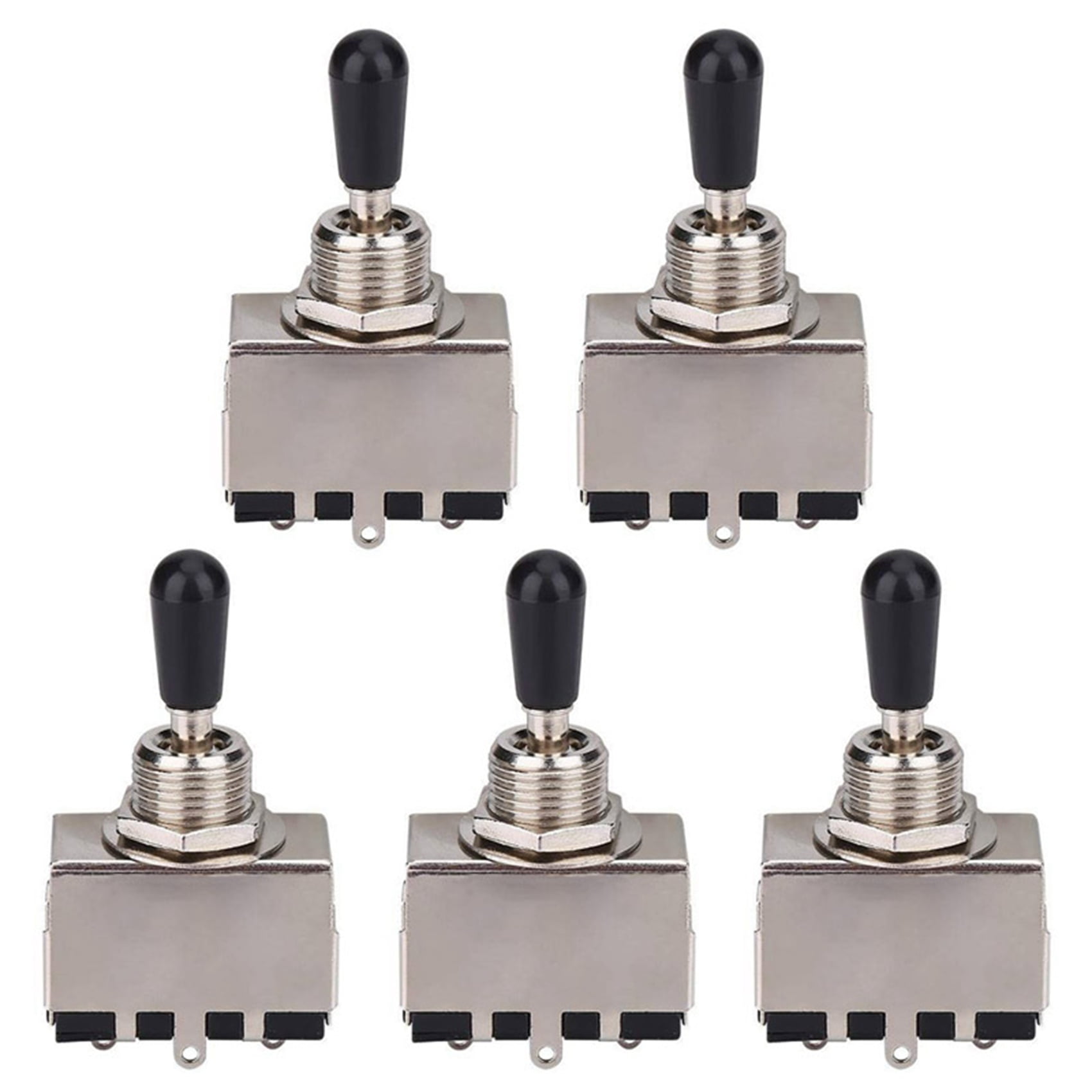 5Pc Guitar 3 Way Toggle Switch, Metal Enclosed 3 Way Selector Switch with Black Tip Knob for Lp ...