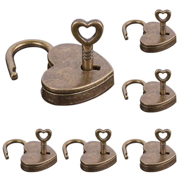 5Pc Heart Shaped Metal Padlock with Key, Mini Vintage Security Lock, 1. ...