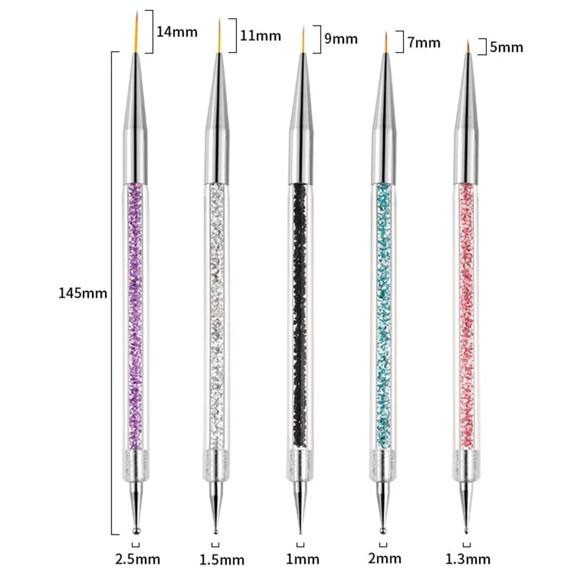 5Pc Nails Art Dotting Pen Acrylic Drawing Liner Supplies Brush ...