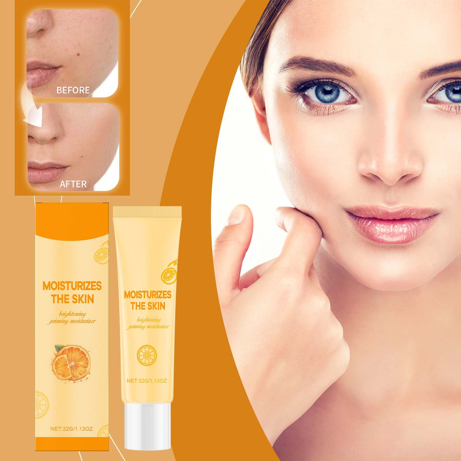 5Pc Orange Vitamin C Brightens Primer Moisturizer Cream 32G - Hydrating ...