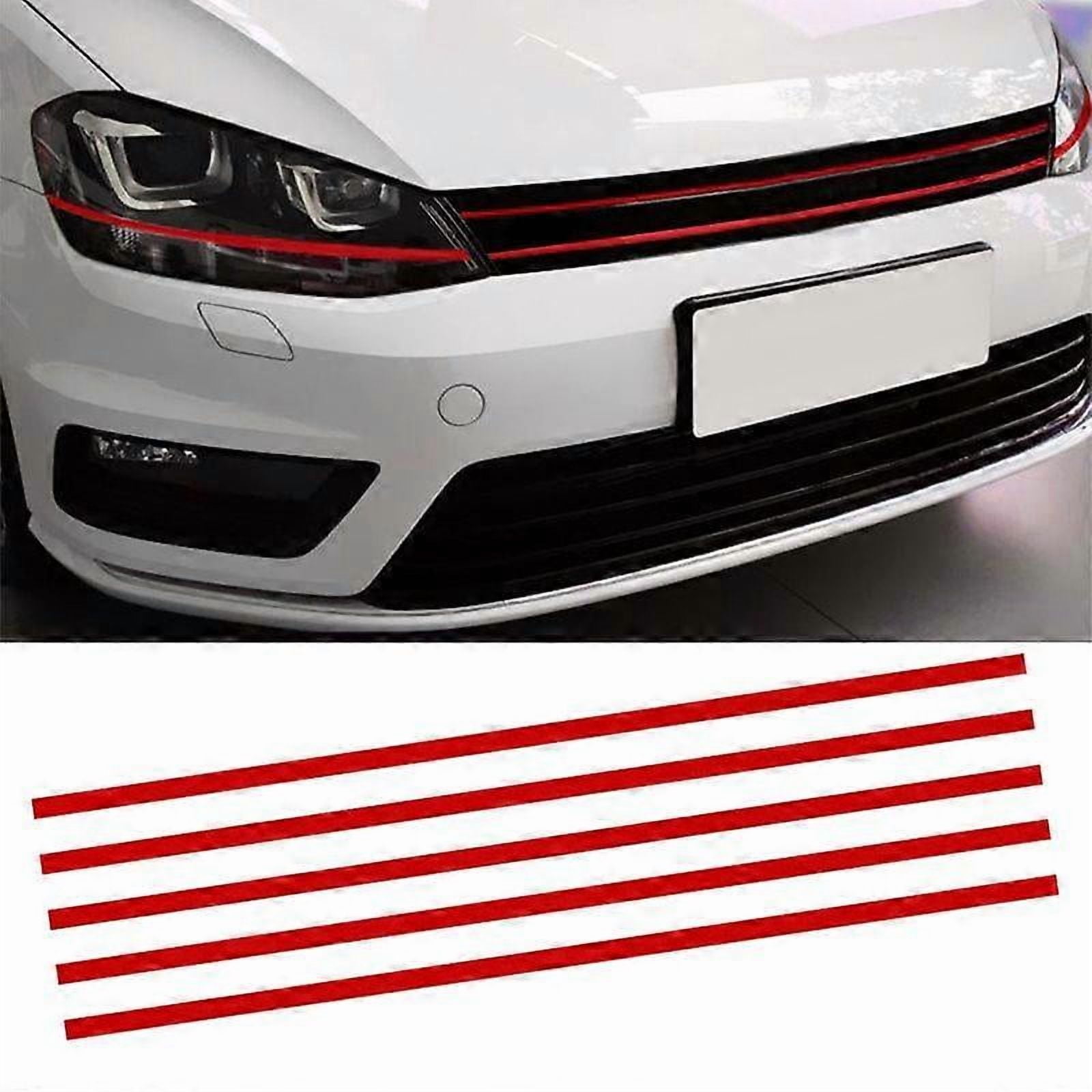 5Pc Reflective Strips Car Sticker Auto Front Hood Grille Mouldings Red ...