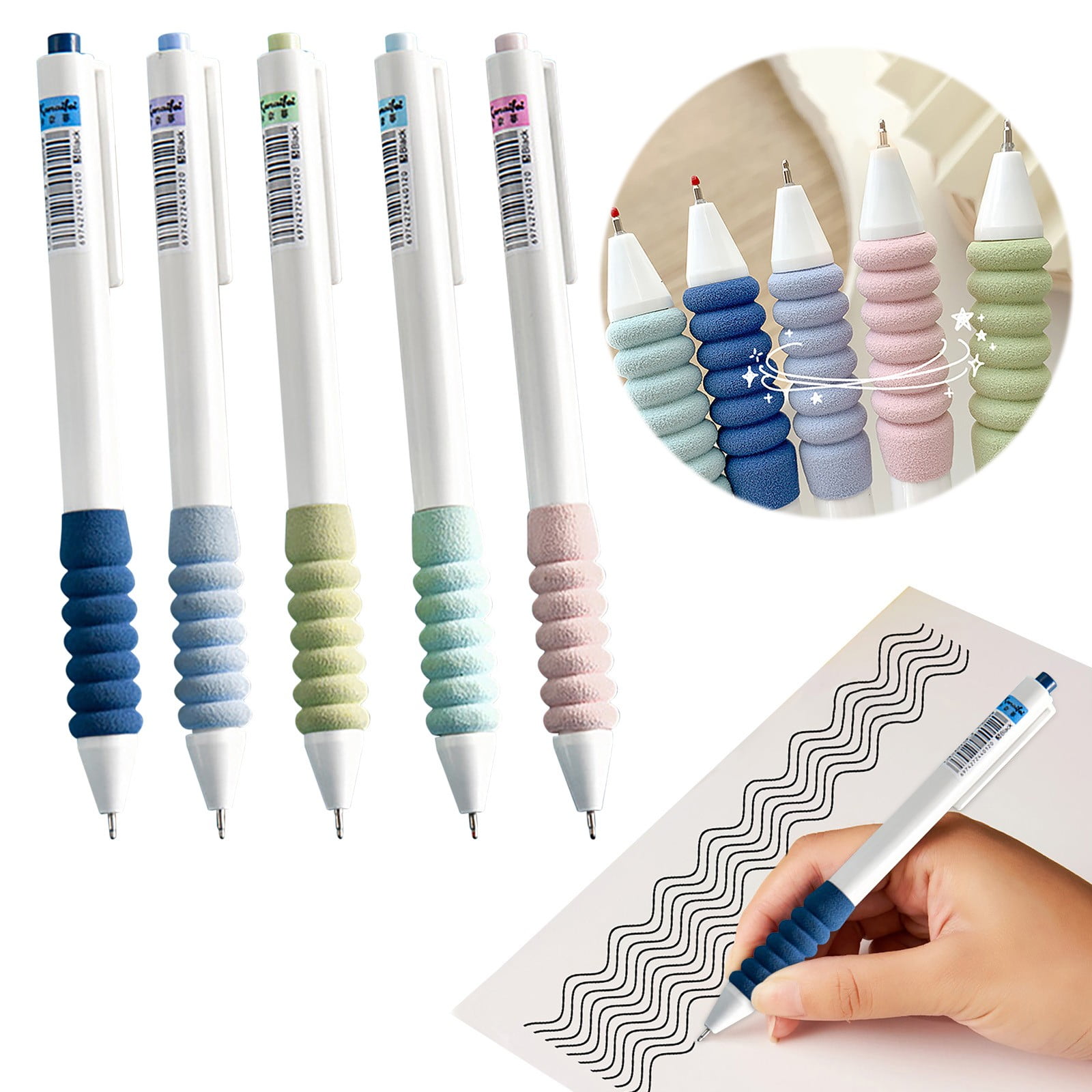5Pc Retractable Gel Pens Students Press Their Pens and Hold Them Soft ...