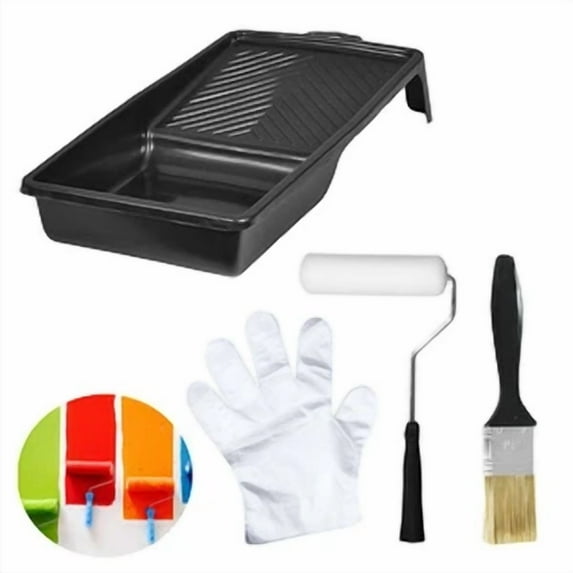 5Pc Small Wall Paint Tray Set 4 Foam Roller Brush Decor House Supplies ...