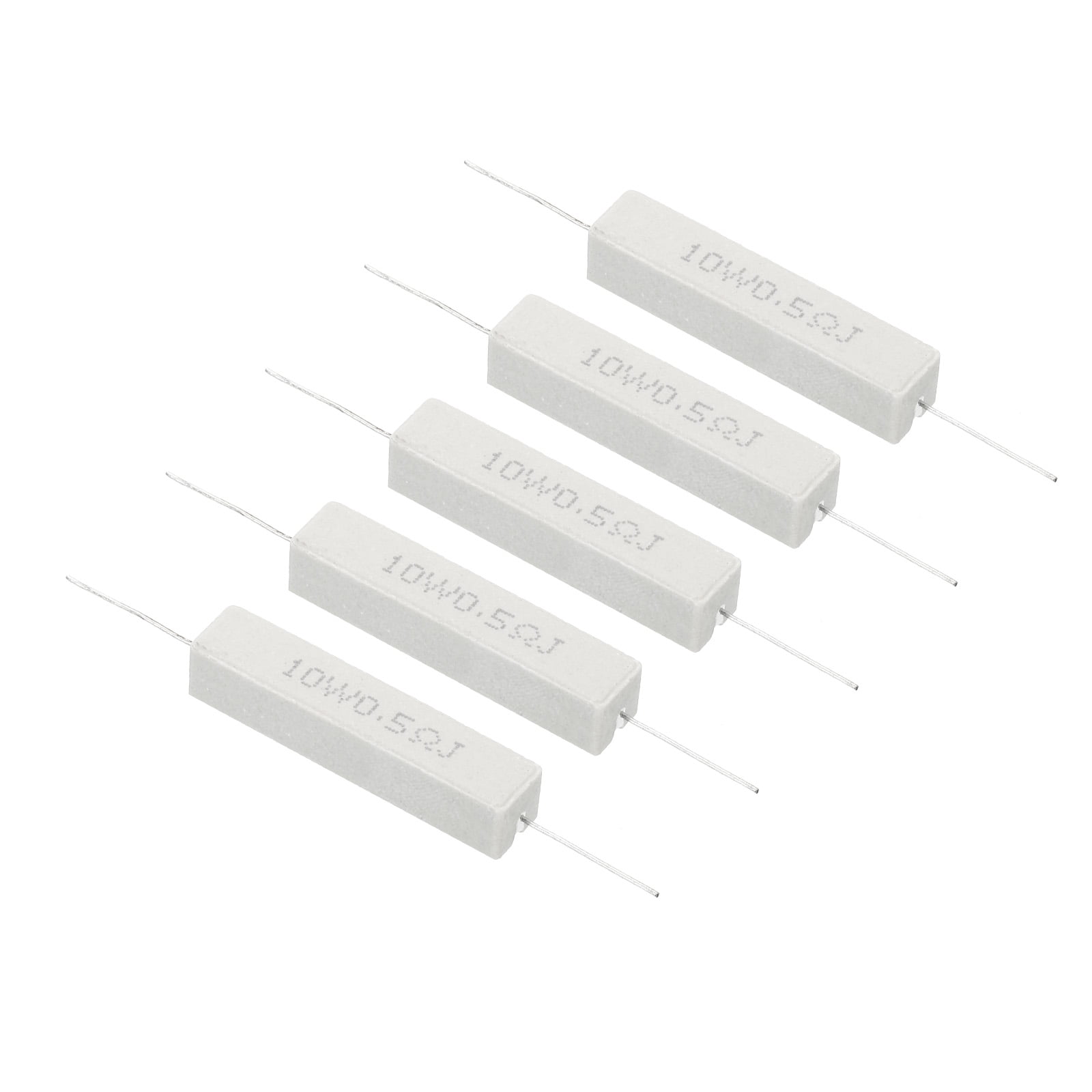 5Pcs 0.5 Ohm Resistors, 10W Ceramic Cement Resistor Power Cement ...