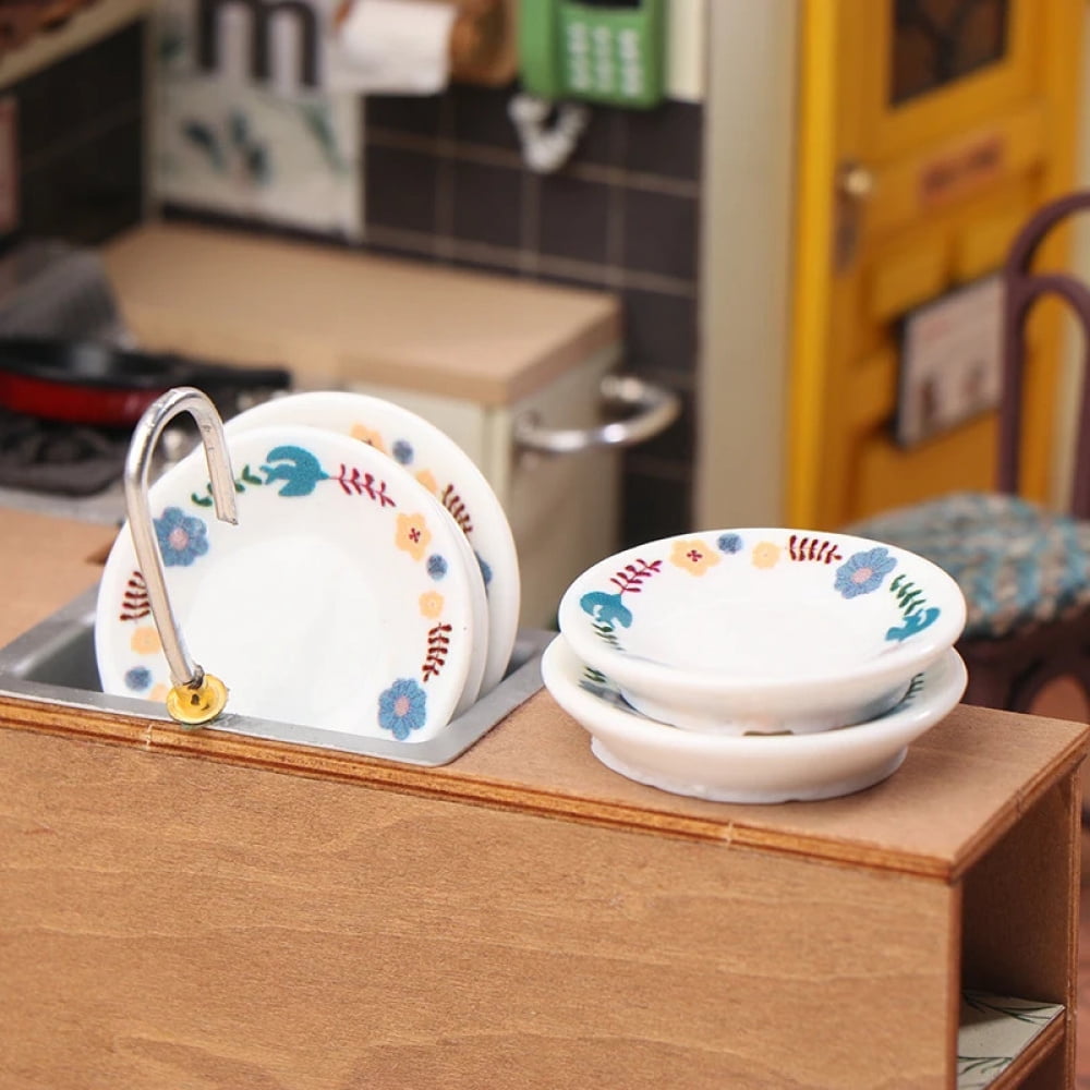 5Pcs 1/12 Mini Plates Dishes Model Simulation Kitchen Decoration ...