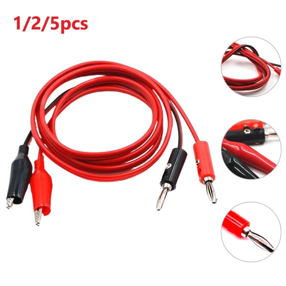 5Pcs 1/2/5Pcs 3Ft Probe Test Cord Clip To Banana Plug Probe Cable Smile ...