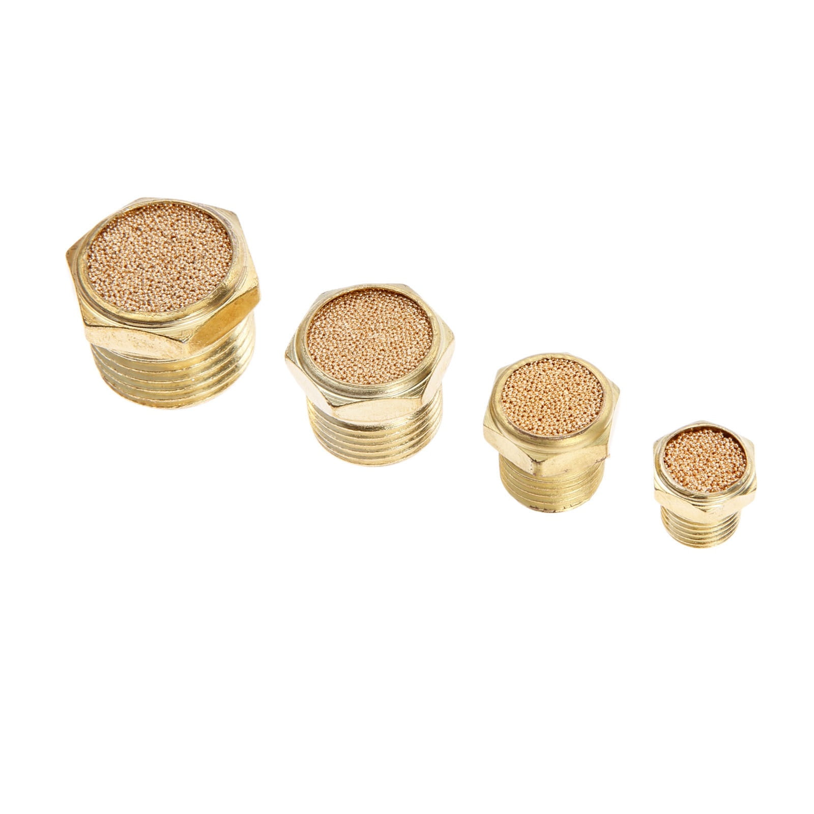5Pcs 1/8"1/4"3/8"1/2"Threaded Brass Pneumatic Muffler Pneumatic ...
