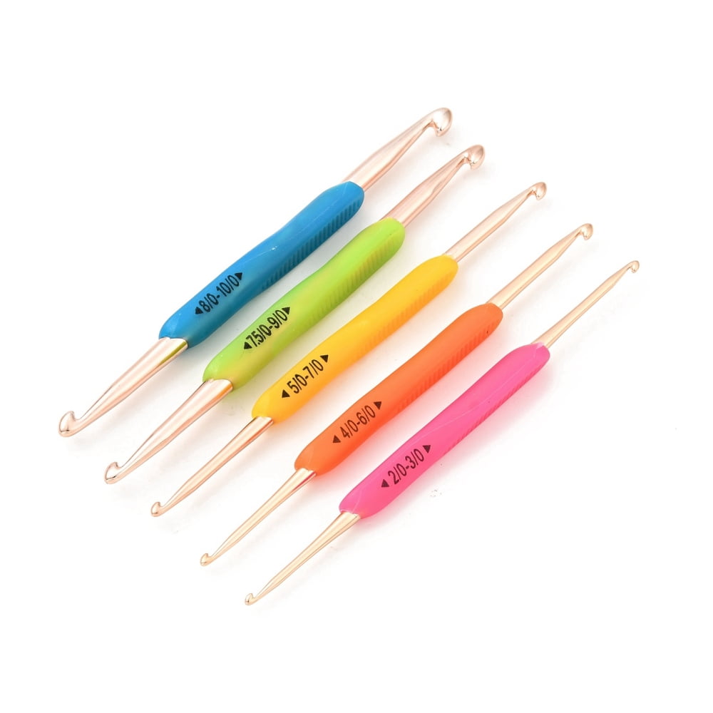 5Pcs 10 Sizes Double End Crochet Hooks Wood Crocheting Needles Aluminum ...