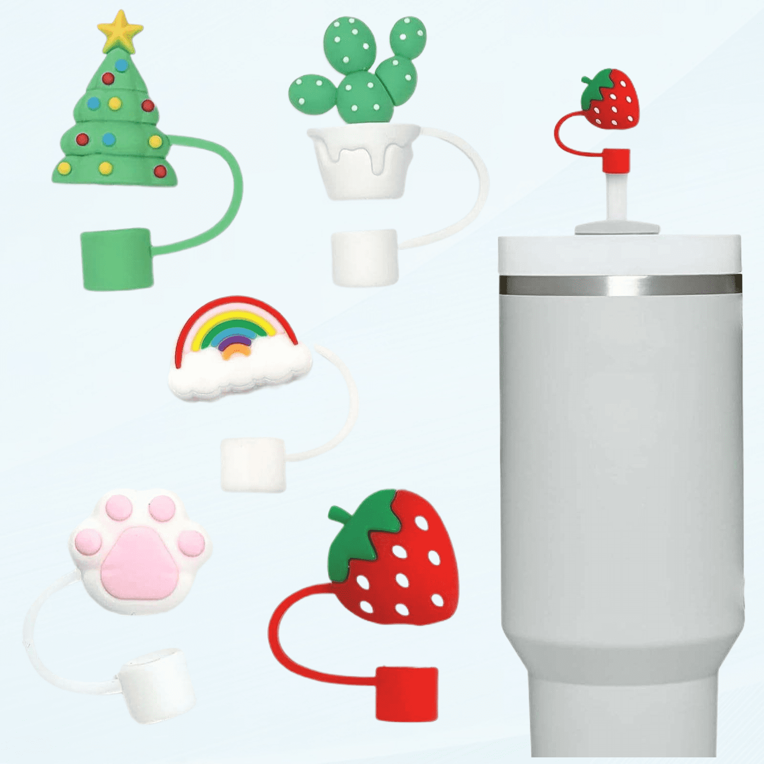 5Pcs 10mm Straw Covers Compatible with Stanley 30&40 Oz Tumbler, Cute ...