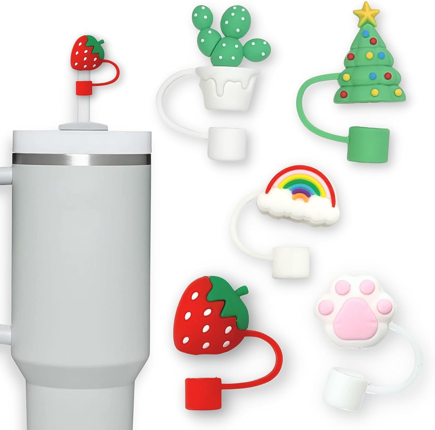 5Pcs 10mm Straw Covers Compatible with Stanley 30&40 Oz Tumbler, Cute ...