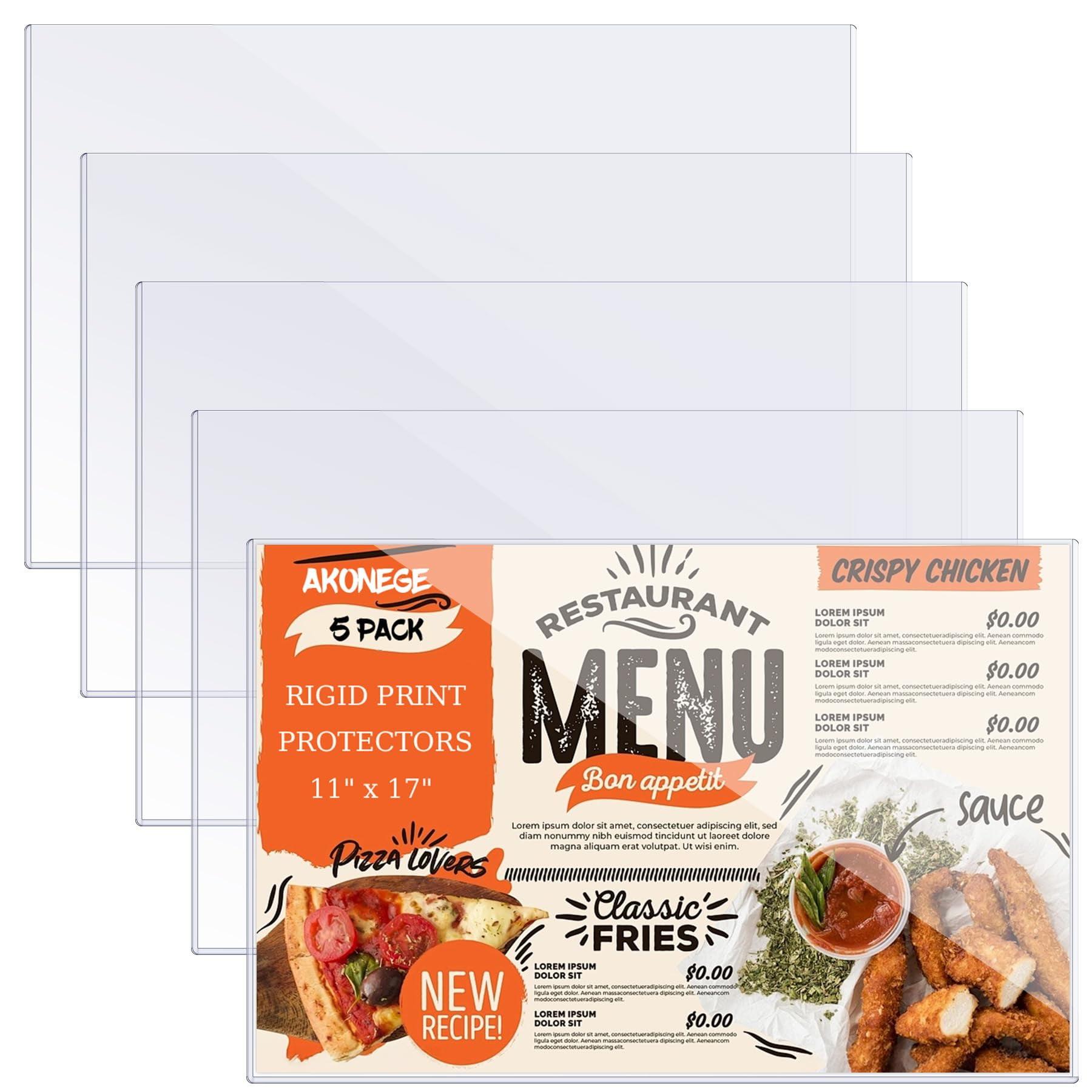 5Pcs 11" x 17" Rigid Print Protectors Hard Plastic Sleeves for Prints ...