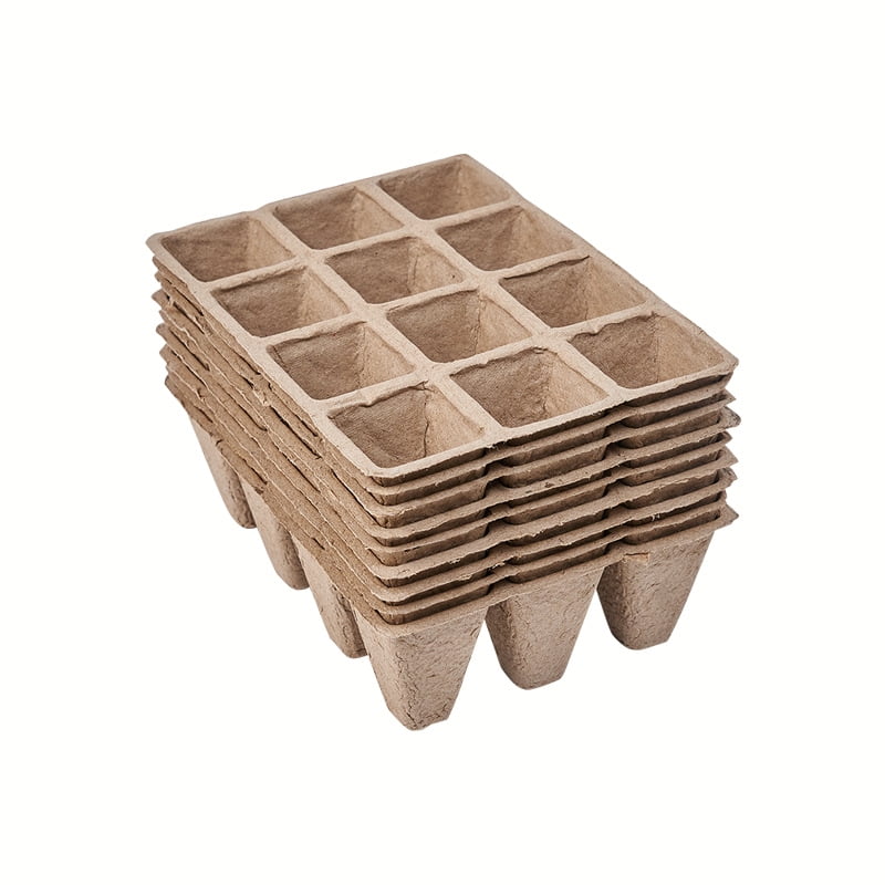 5Pcs 12-Hole Plant Nursery Tray Pulp Biodegradable Gardening Sowing ...