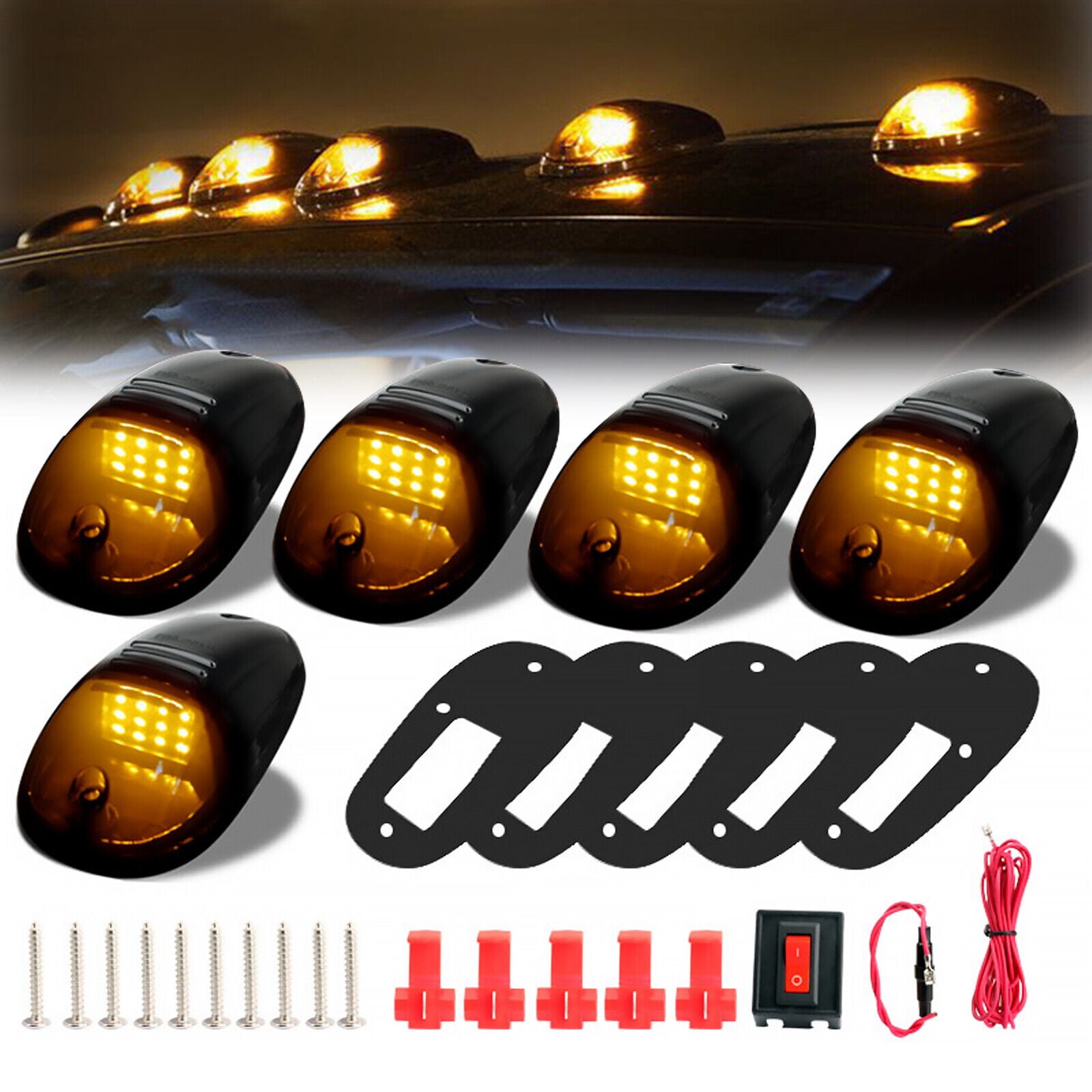 5Pcs 12 LED Cab Roof Marker Lights With 12 LED For Chevy Silverado 1500 ...