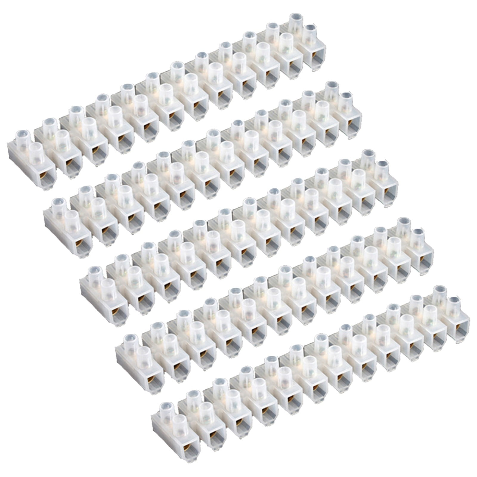 5Pcs 12 Pin Lustre Terminal Block Double Row Transparent White Screw ...