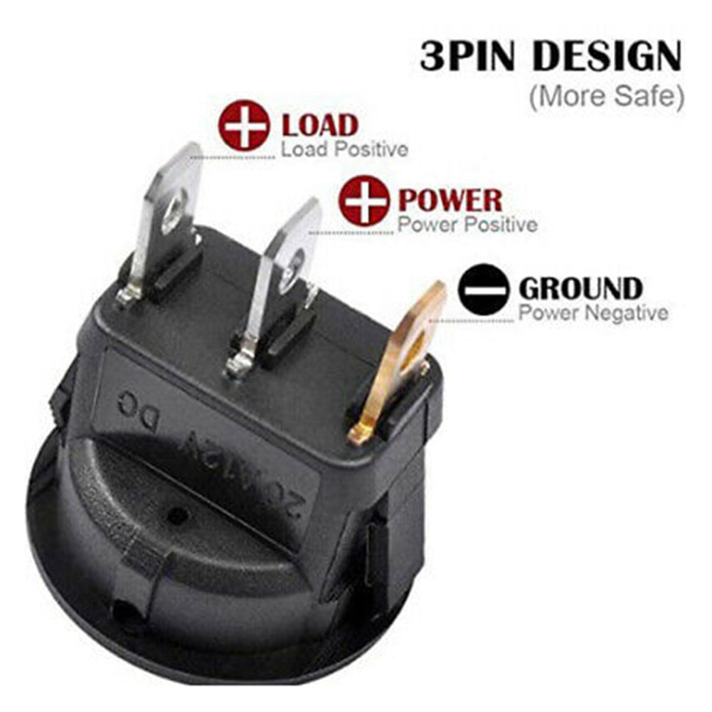 5Pcs 12V On/Off Round Rocker Led Light Toggle Switch Car Van Boat ...