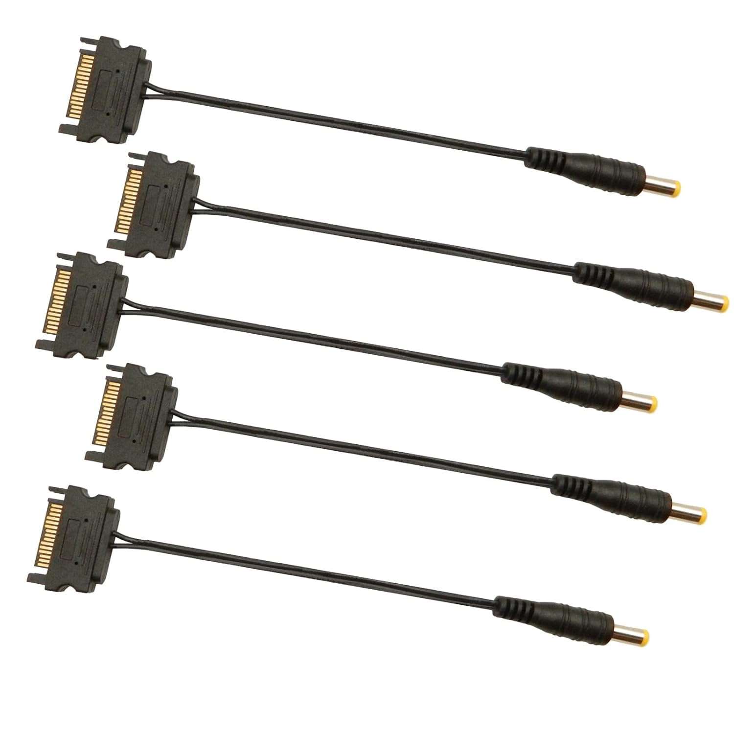 5Pcs 15Pin SATA to DC 5.5mm x 2.1mm Male Power Supply Adapter Cable LED ...