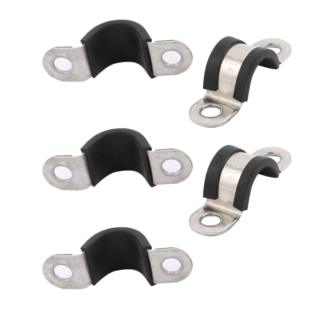 5Pcs 15mm Dia Rubber Lined U Shaped Stainless Steel Hose Pipe Clips ...