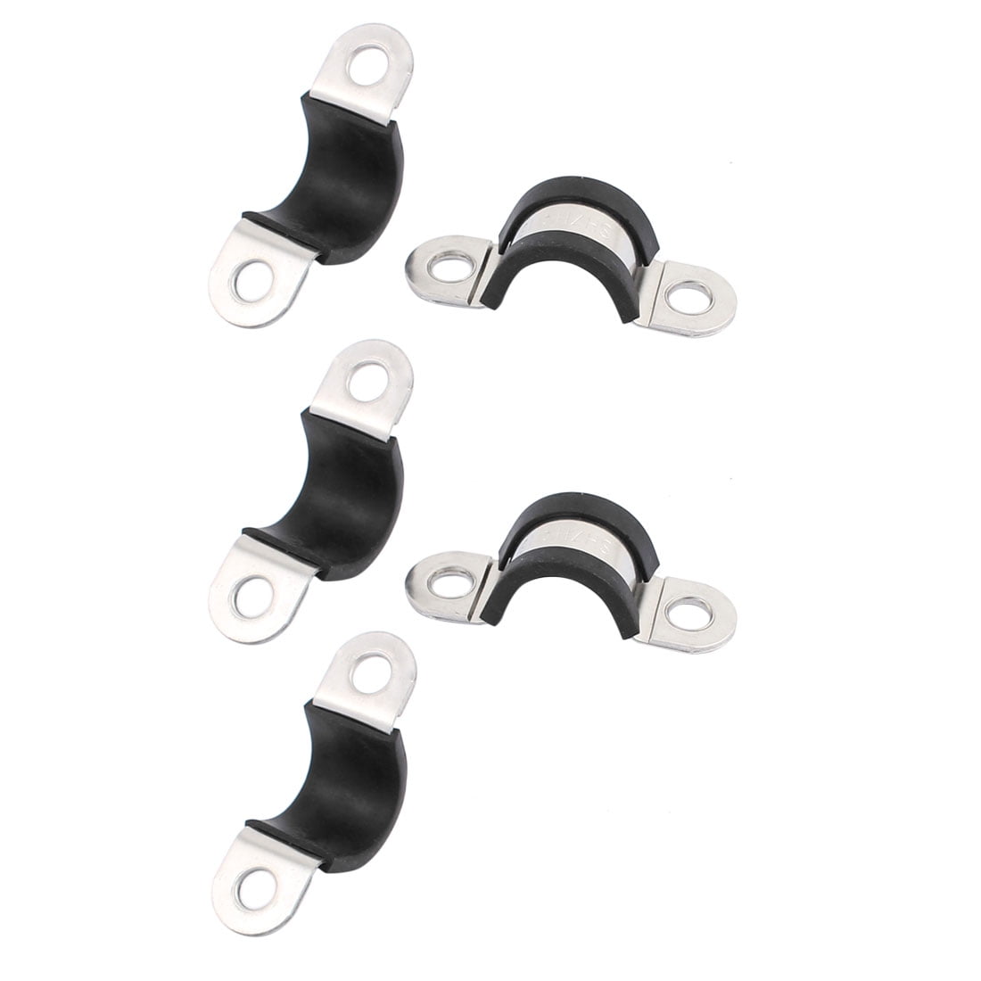 5Pcs 15mm Dia Rubber Lined U Shaped Stainless Steel Pipe Clips Hose ...