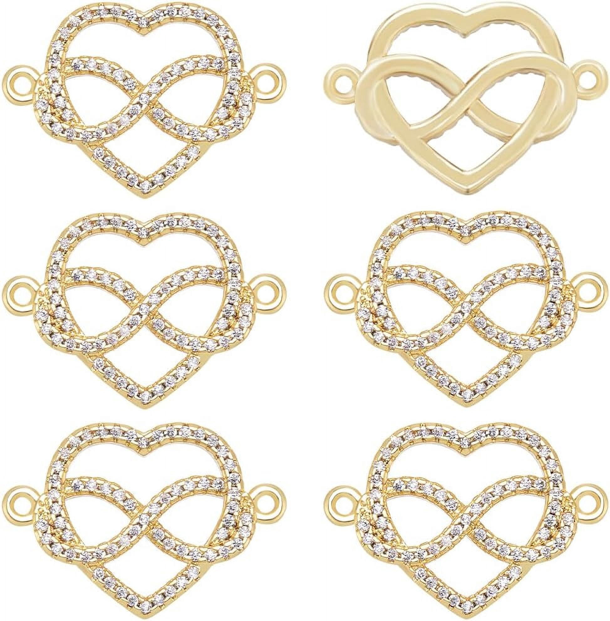 5Pcs 18K Gold Plated Brass Heart Links Charms Infinity Heart Charms ...