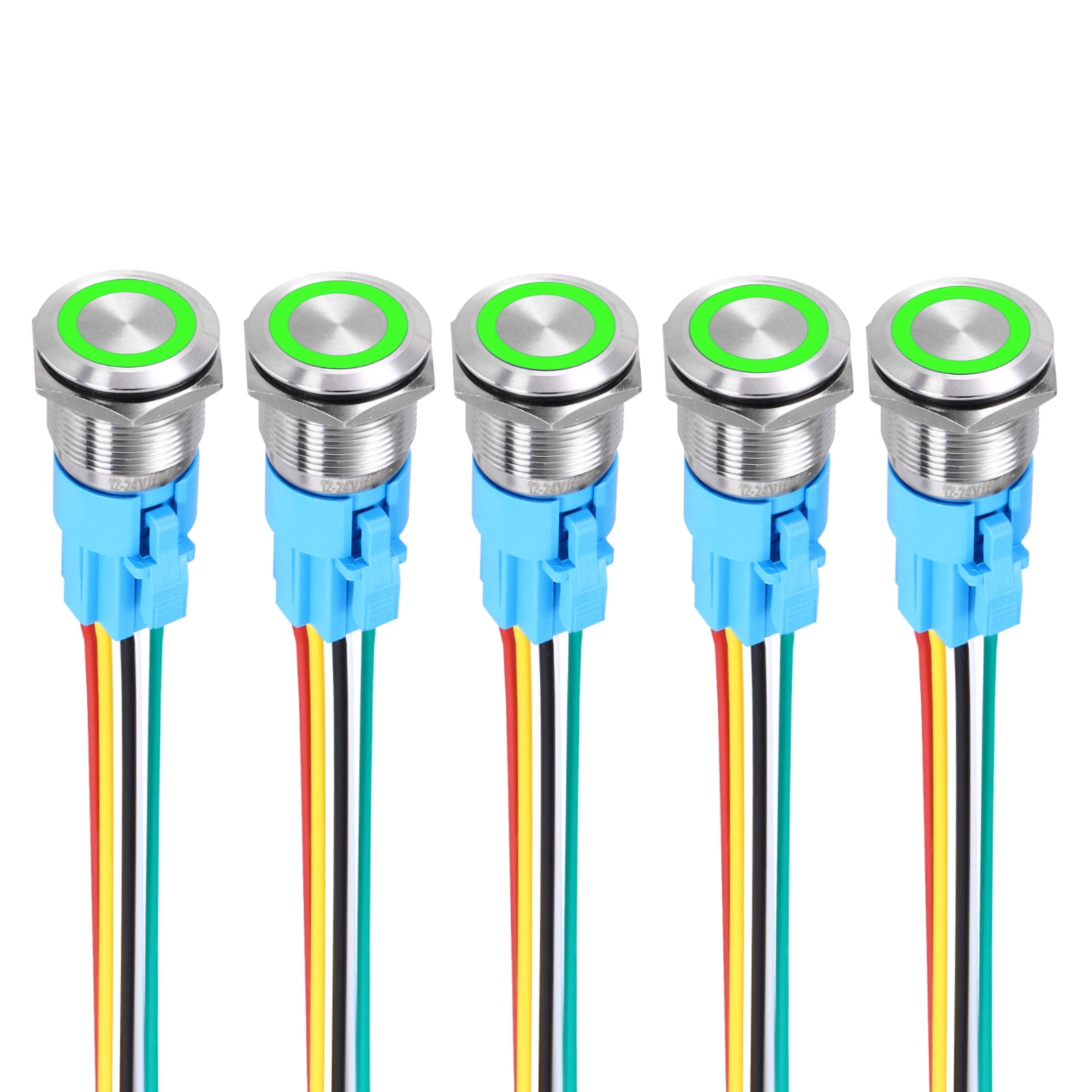 5Pcs 19mm Push Button Switch, IP65 1NO1NC 12-24V 5A Momentary Latching ...