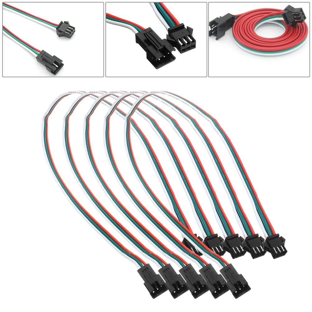 5Pcs 1M 3 Pin Extension Cable for JST RGB LED Strips Connection ...