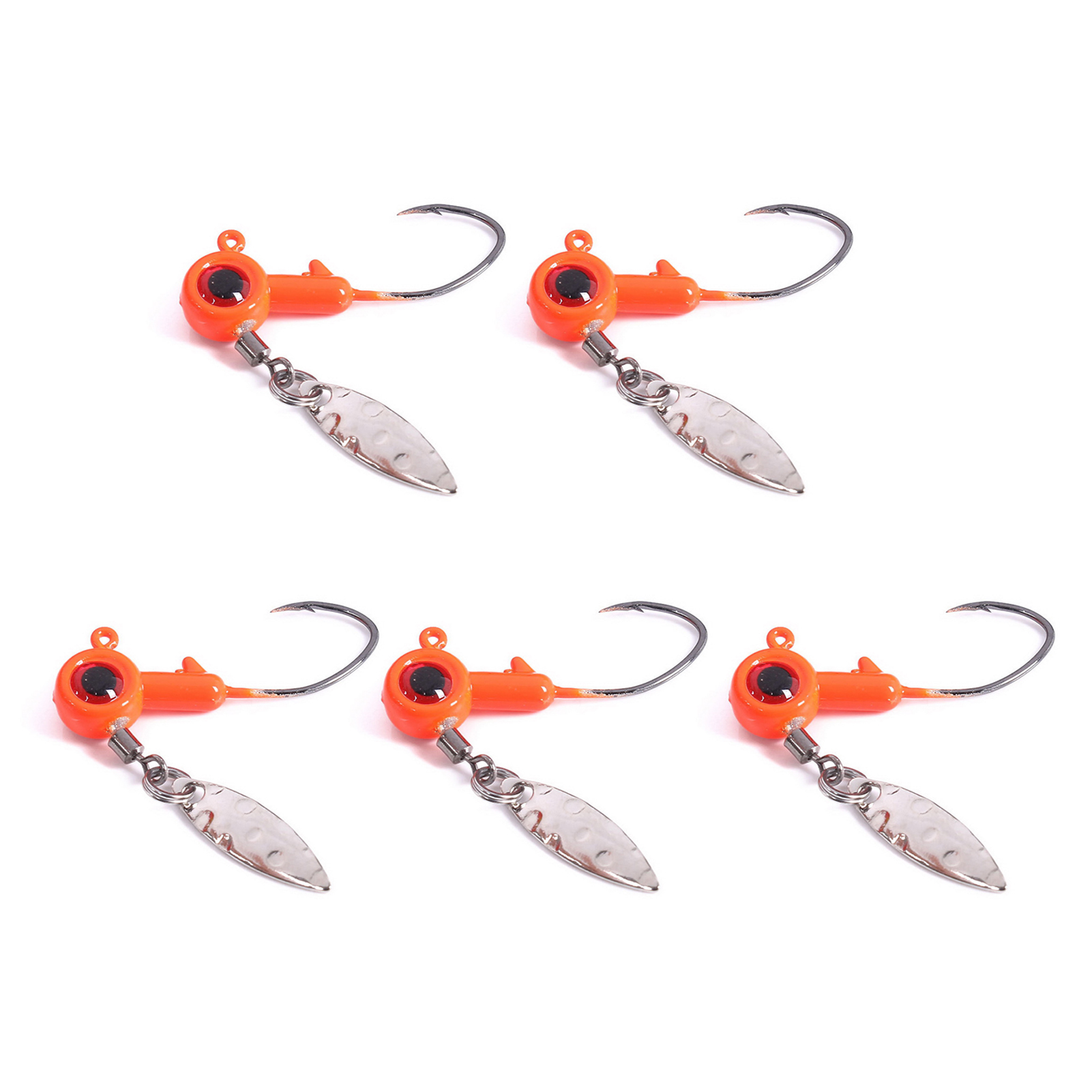 5Pcs 2.5CM/1.7G/3.5G Fishing Lure Hook with Spinner Sequin Barbed 3D ...