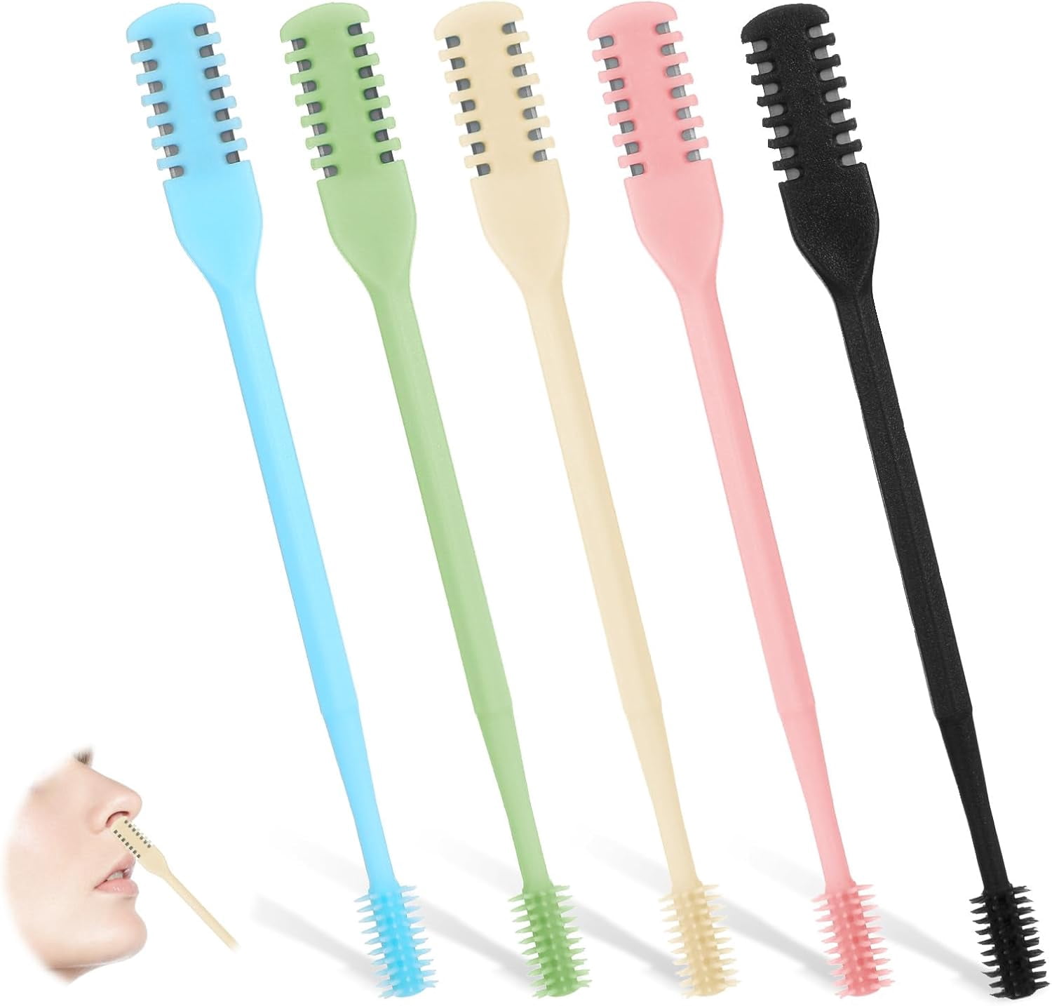 5Pcs 2 in 1 Manual Nose Hair Trimmer 360° Rotating Nasal Hair Cutter ...