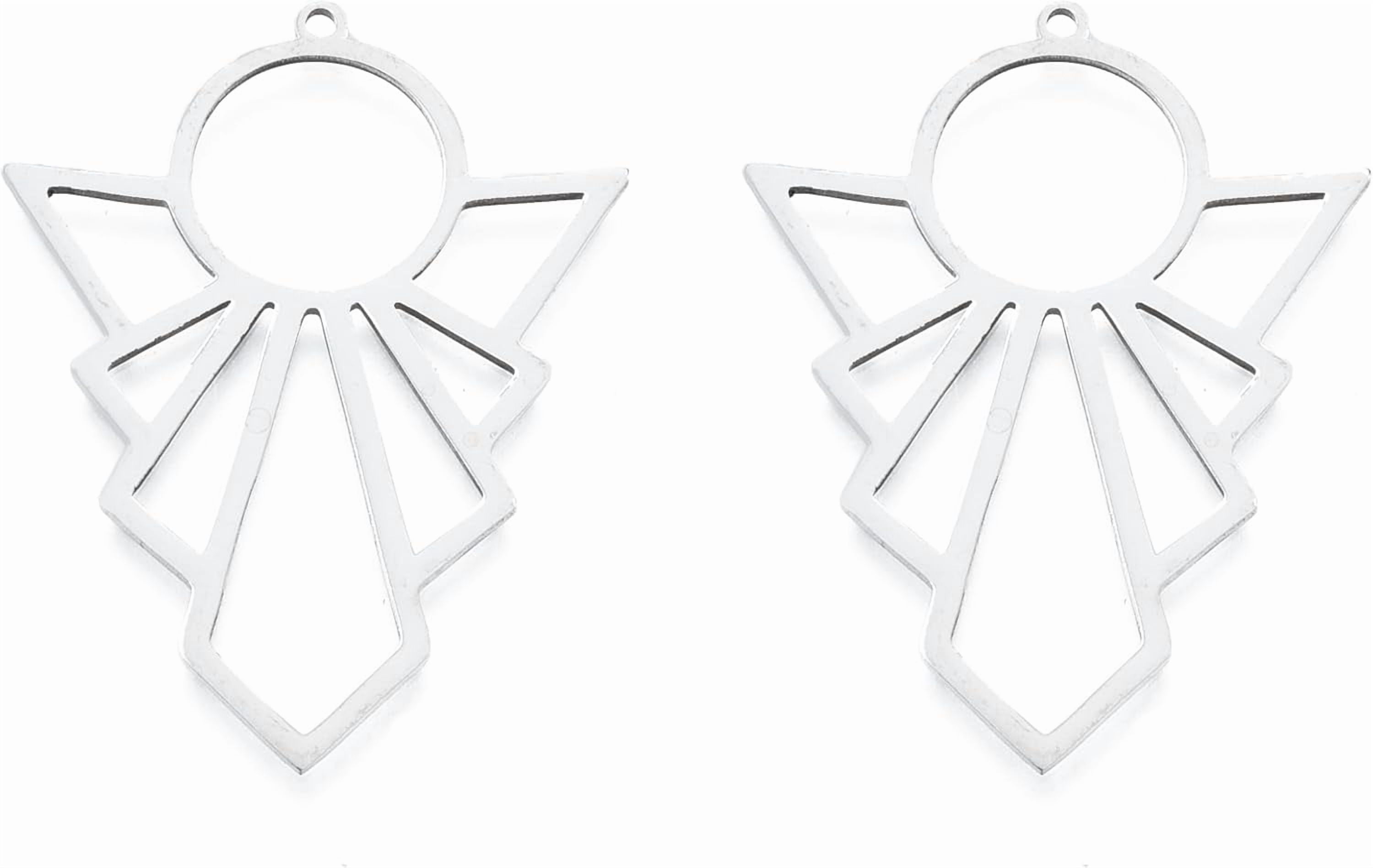 5Pcs 201 Stainless Steel Angel Pendants Outline Charms Stainless Steel ...