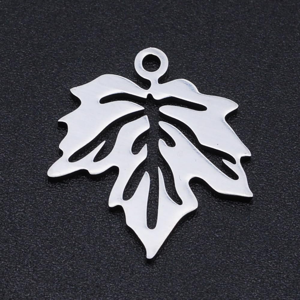5Pcs 201 Stainless Steel Hollow Maple Leaf Charms Pendants 19x17x1mm ...