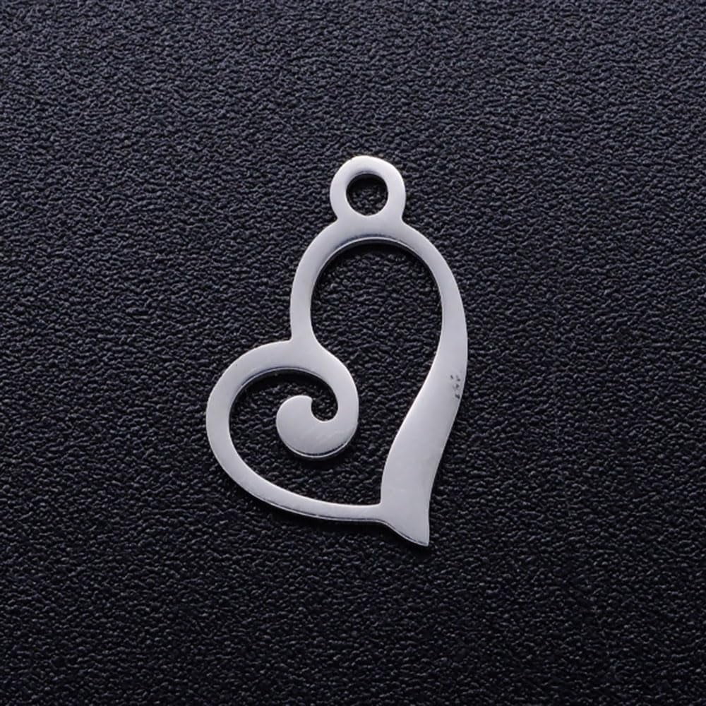 5Pcs 201 Stainless Steel Open Heart Charms Hollow Pendant Charm ...