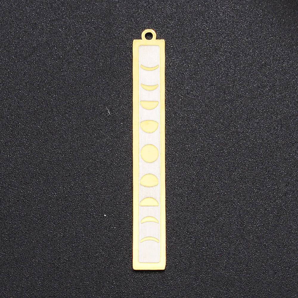 5Pcs 201 Stainless Steel Pendants Laser Cut Bar with Moon Phase Golden ...