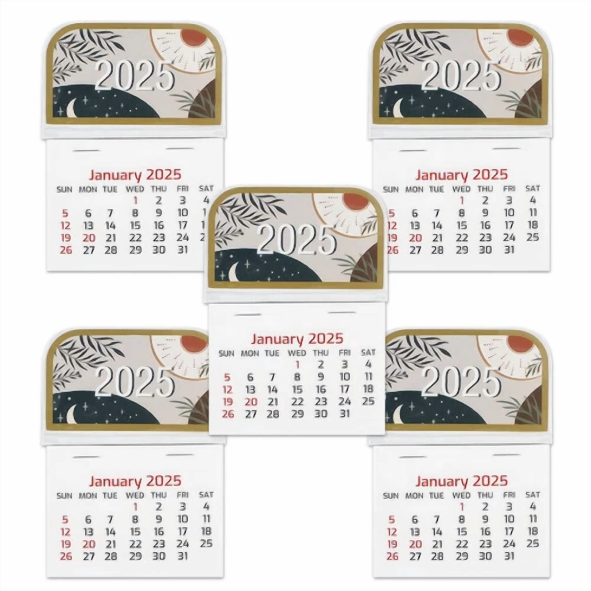 5Pcs 2025 Peel&Stick Calendar Mini Sticky Calendar For Car Office Small ...
