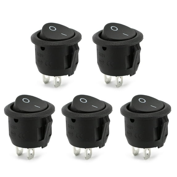 5Pcs 250V 6A 125V 10A Round Boats Marine Toggle Switches 2 Pin 2 ...